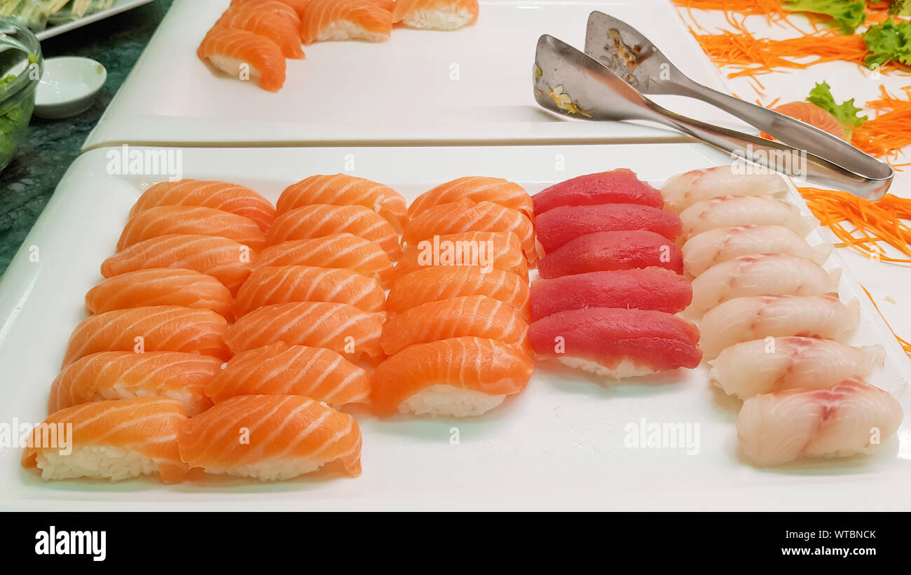 Sushi buffet, Japanese traditional food of Japanese sushi, Tasty and ...