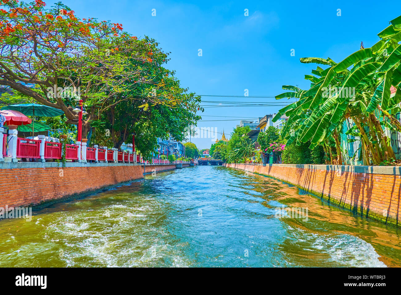 The trip along narrow khlongs (canals) in old town passing famous ...