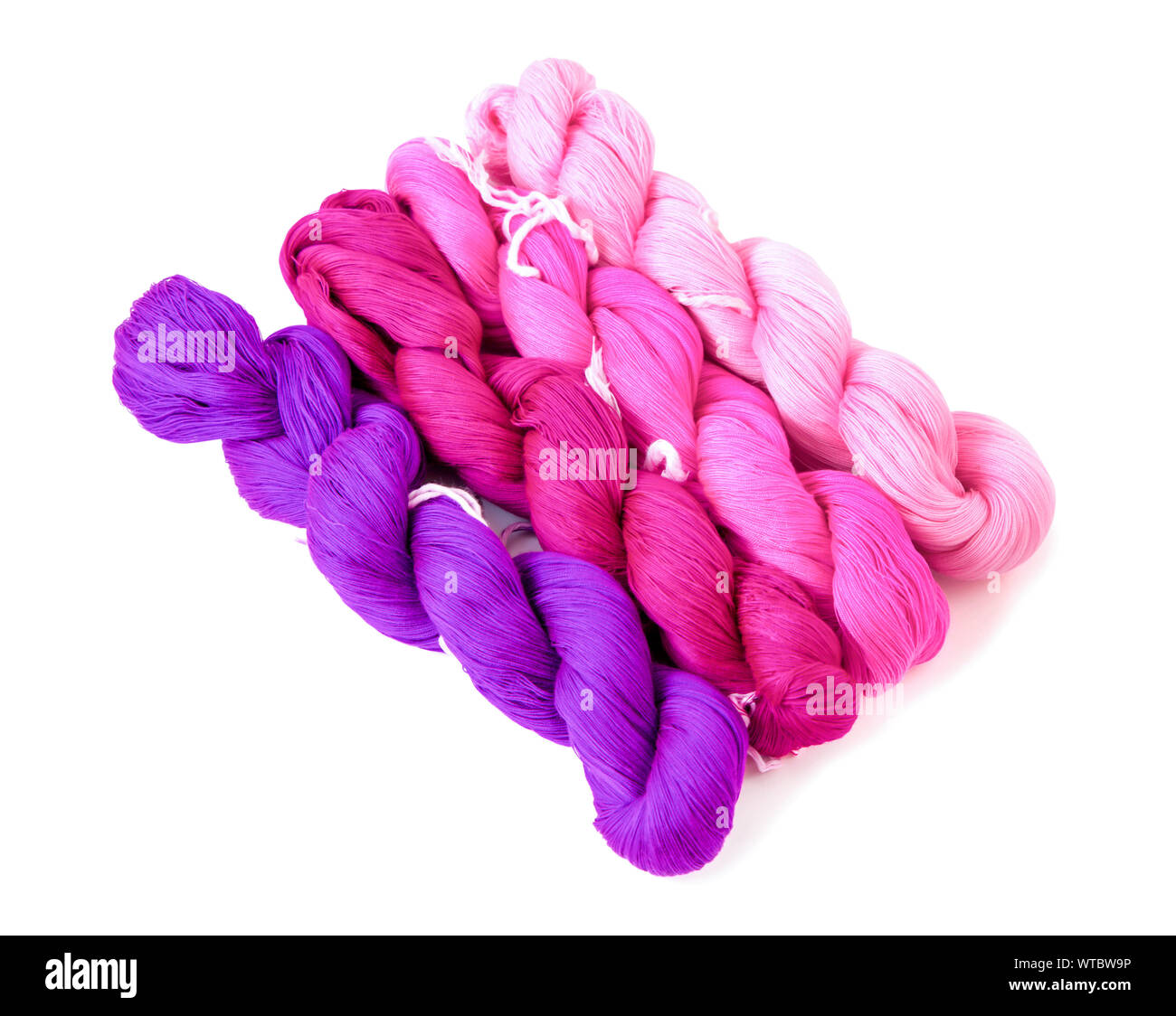 Colorful and different color threads, cotton craft threads on white ...