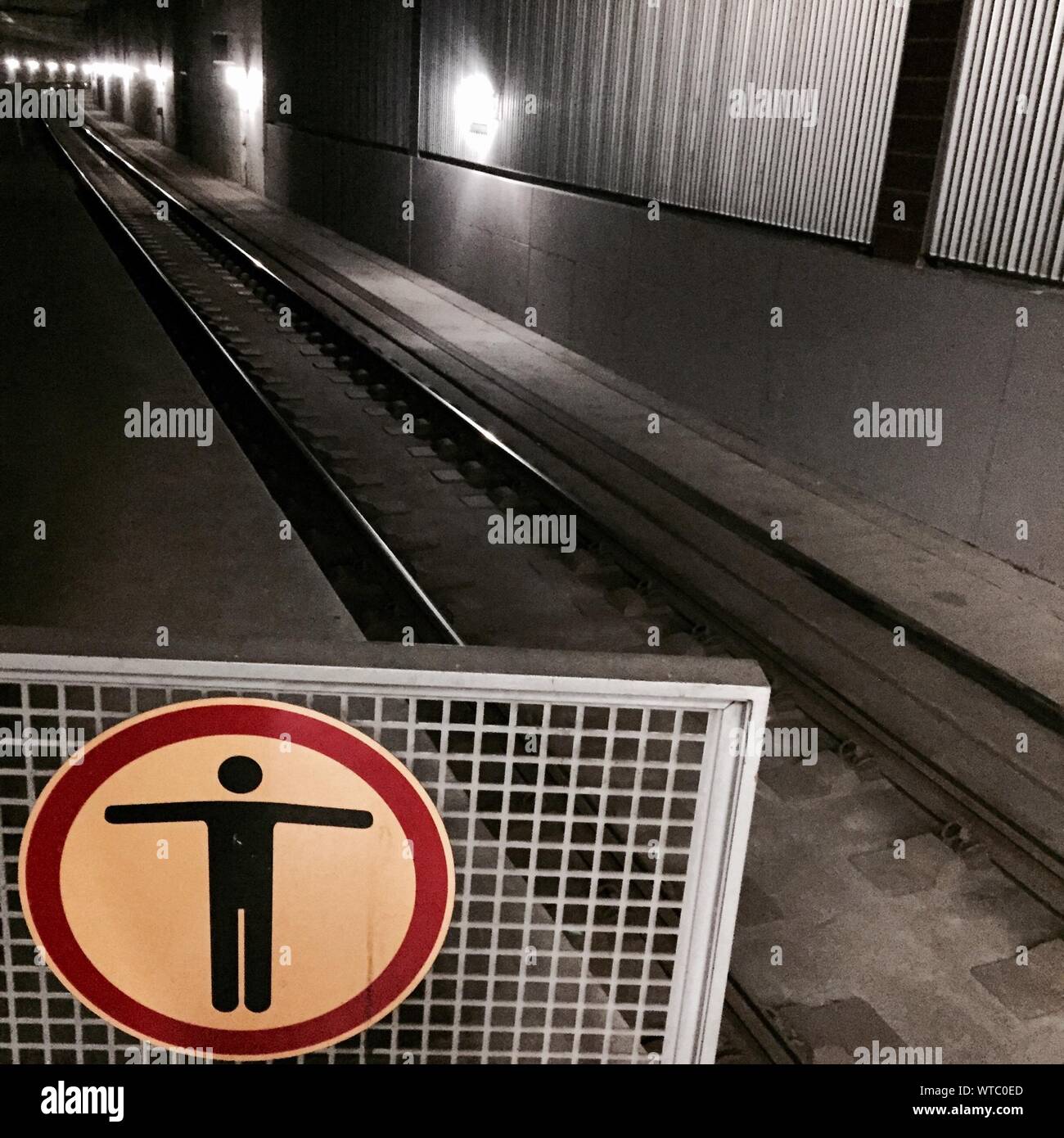 Safety warning sign on subway hi-res stock photography and images - Alamy