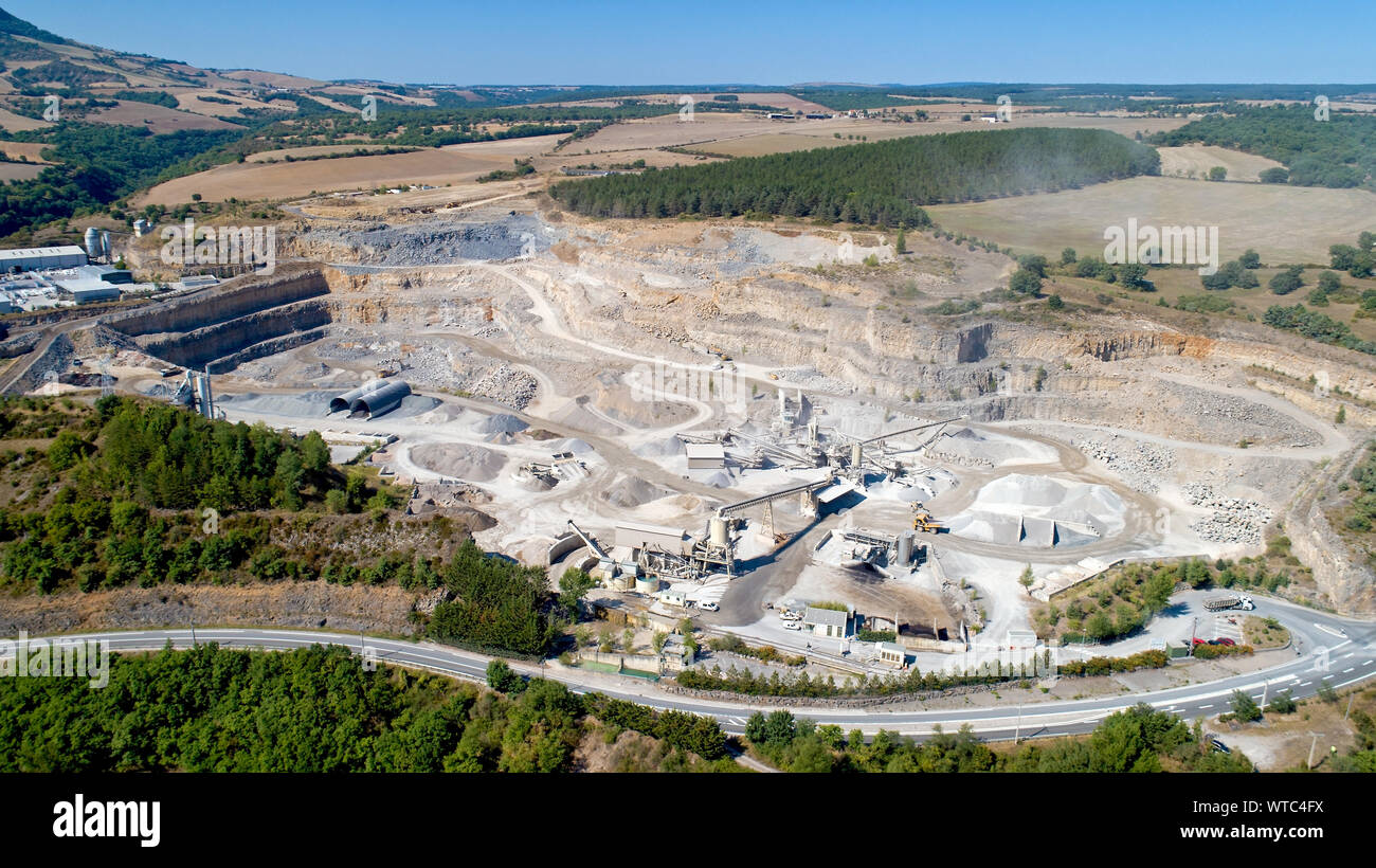 Aerial view of Rascalat stone quarry in Aguessac Stock Photo - Alamy