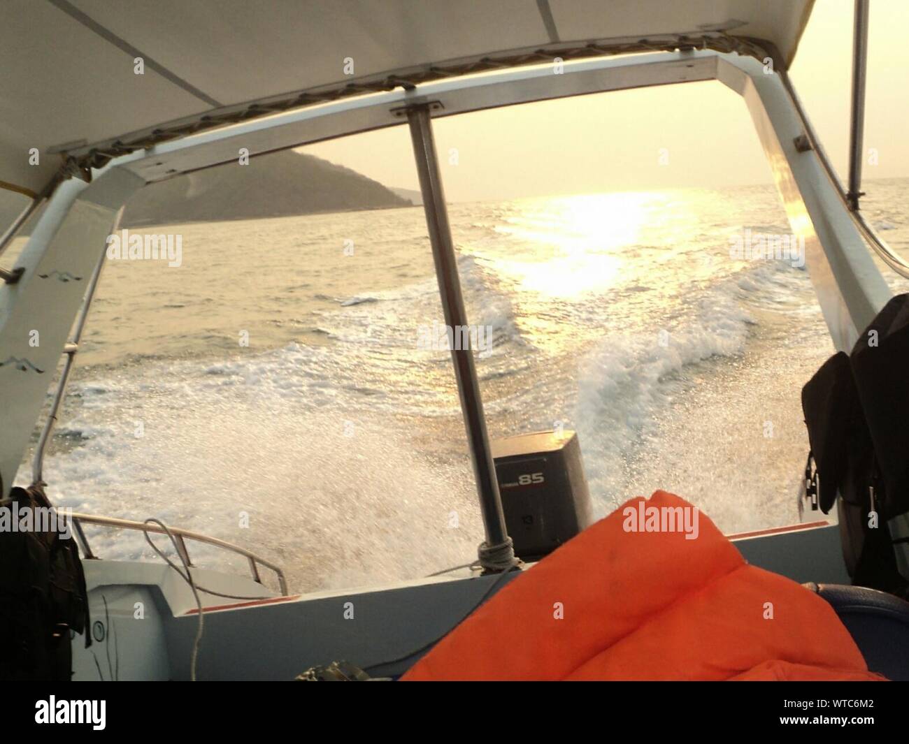 Wake Seen Through Boat Stock Photo - Alamy