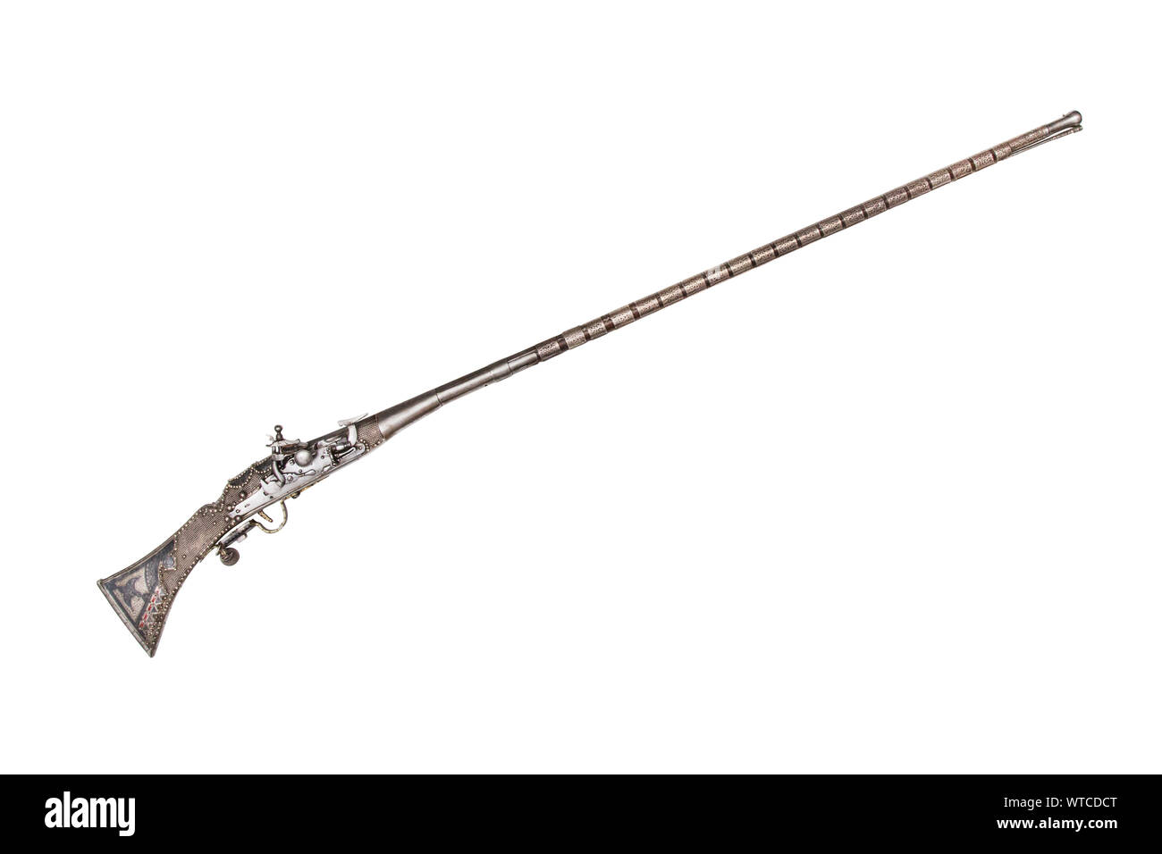 Moroccan flintlock rifle of the 19th century with silver mounts ...