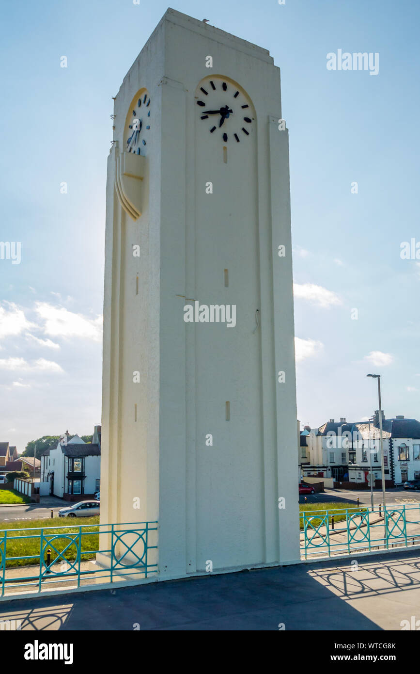 An Art Deco Style Clock Tower (Grade II Listed) at Seaton Carew Stock ...