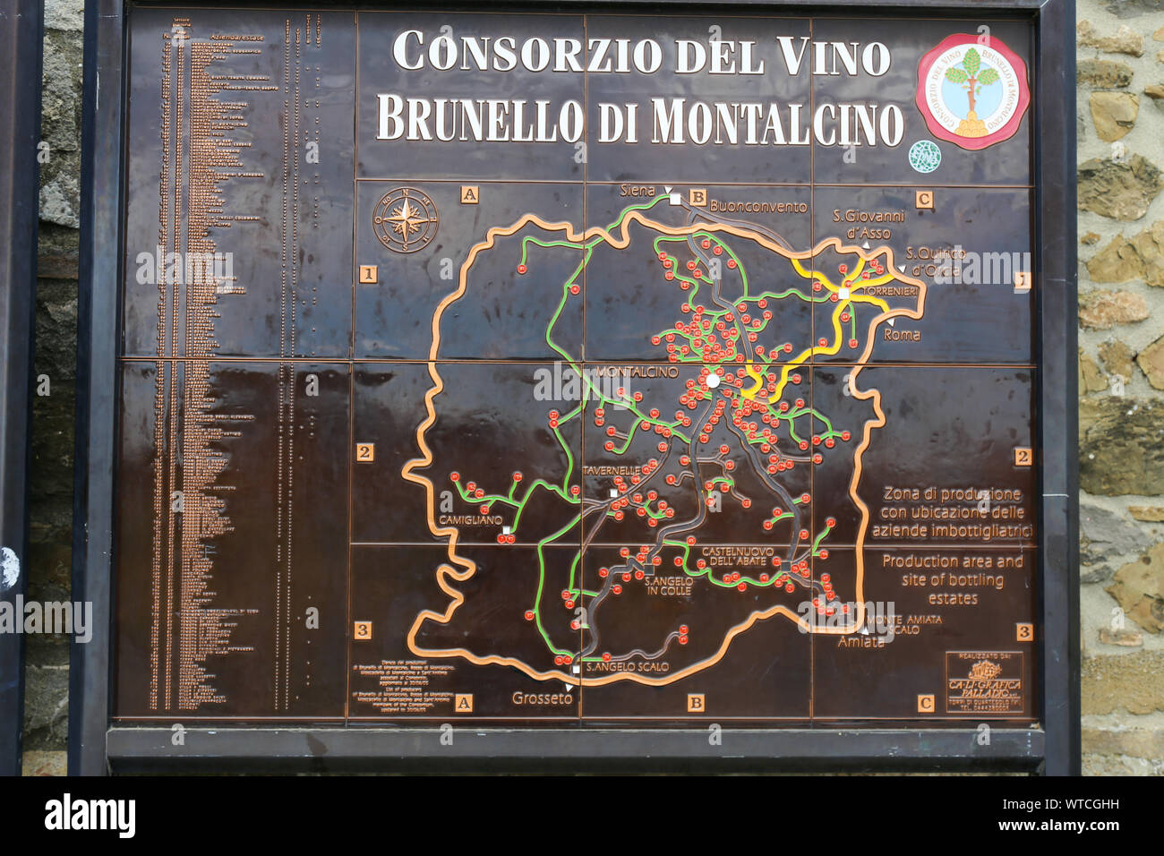 Montalcino touristic info map. Tuscany, Italy Stock Photo - Alamy