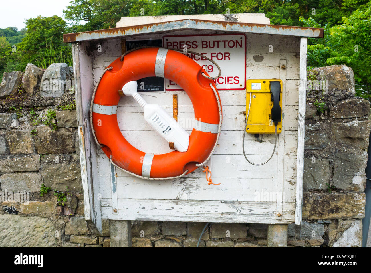A Lifebuoy & Emergency Telephone at Richmond Riverside, North Yorkshire ...