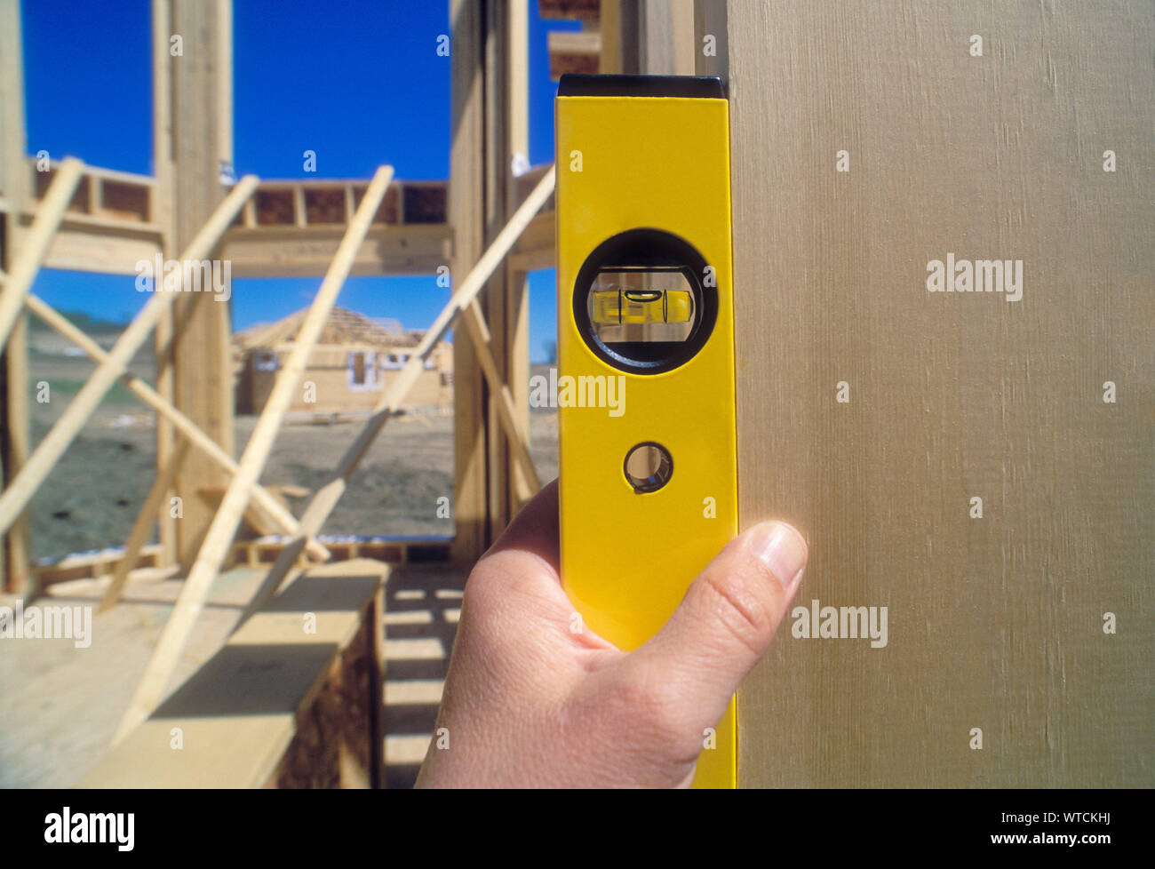 A Level Being used in Construction Stock Photo - Alamy