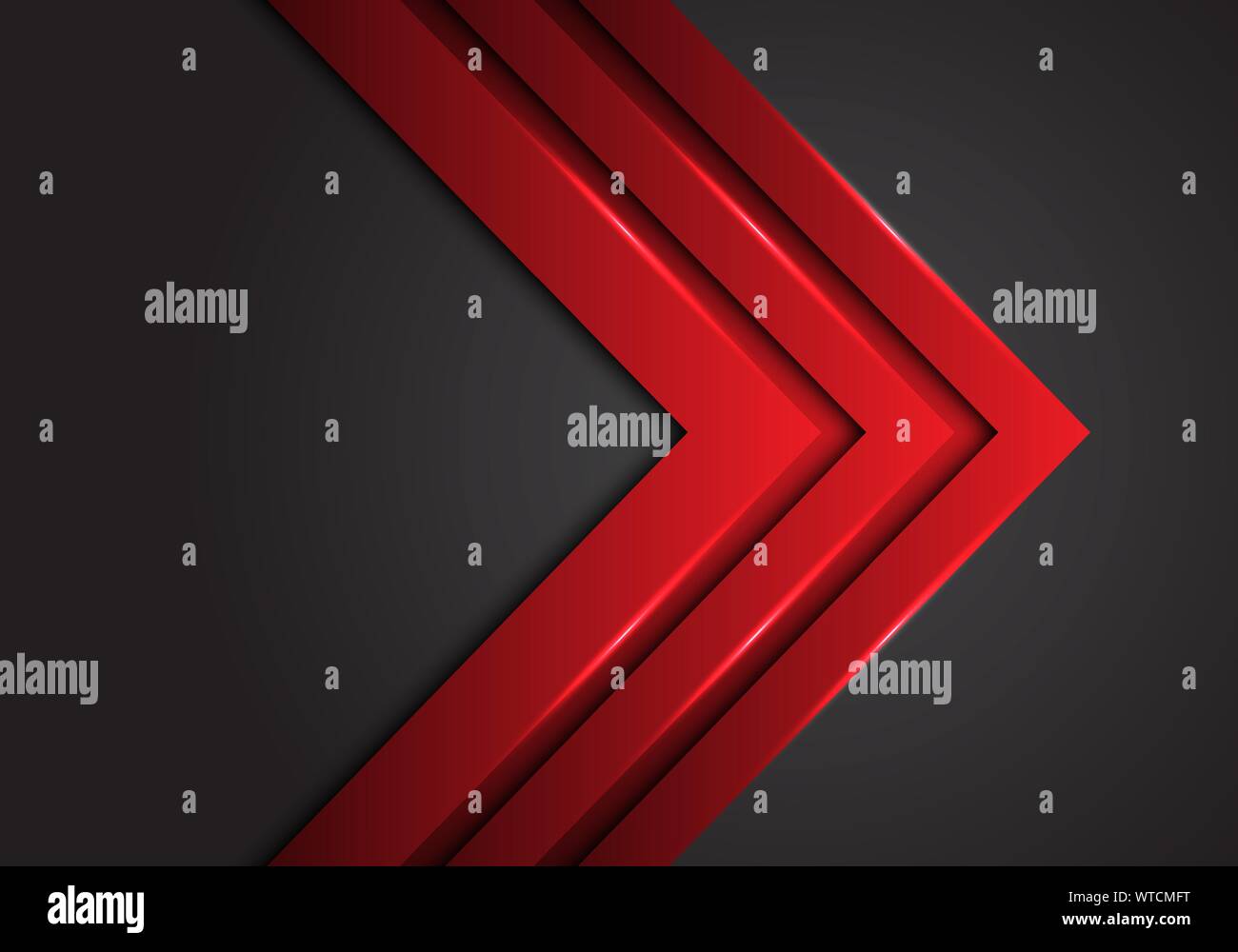Abstract red arrow steel direction on dark grey design modern ...