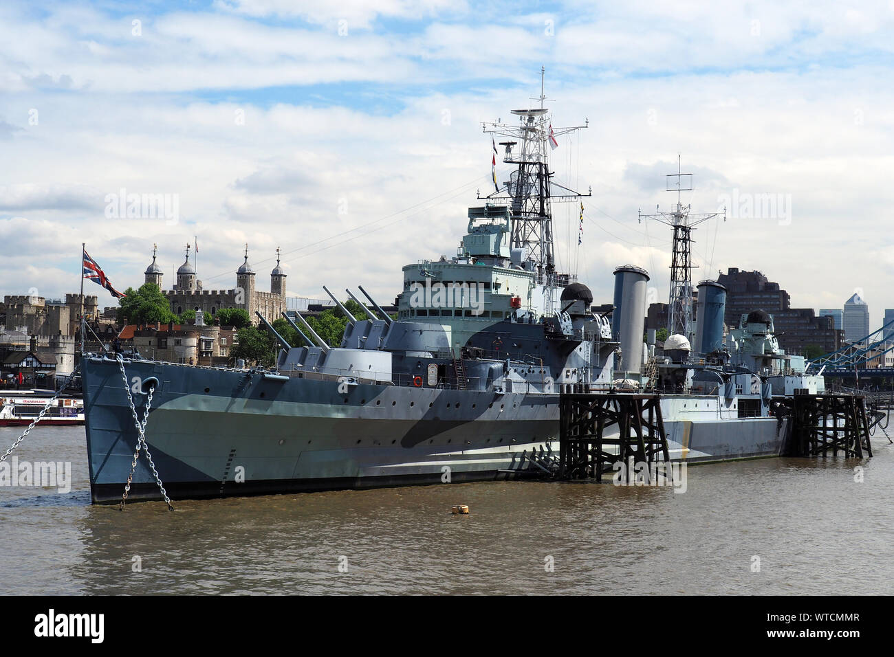 HMS Belfast warship on the Thames, London, England, United Kingdom ...