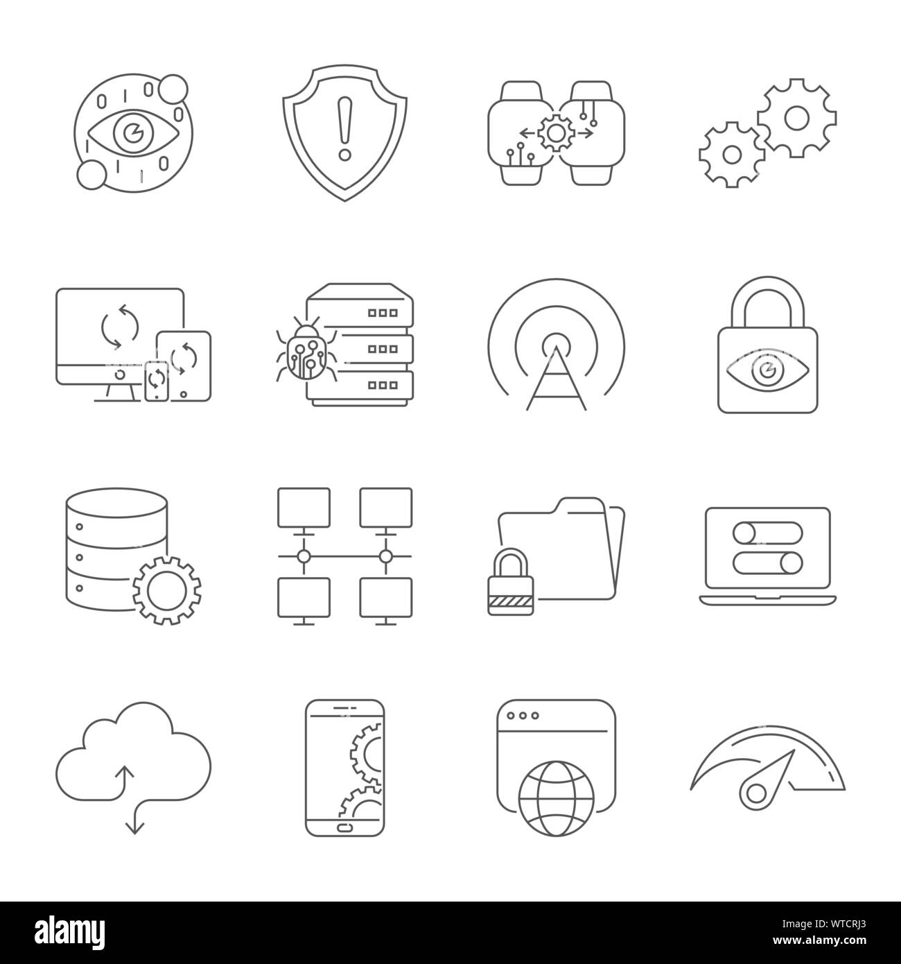 Modern thin line icons set of digital technology. Premium quality ...