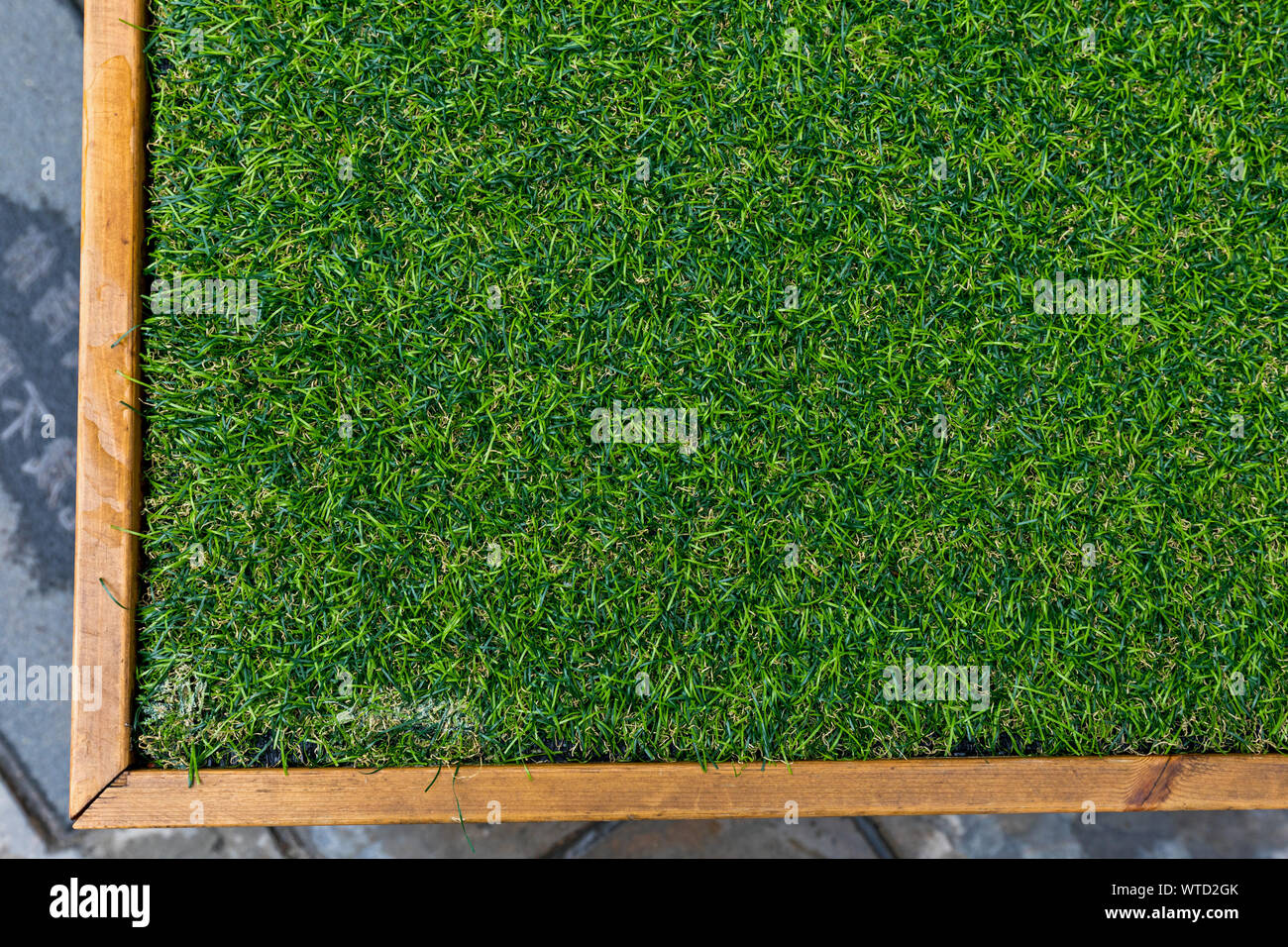 Artificial Plastic Green Grass Decor in Frame Stock Photo - Alamy