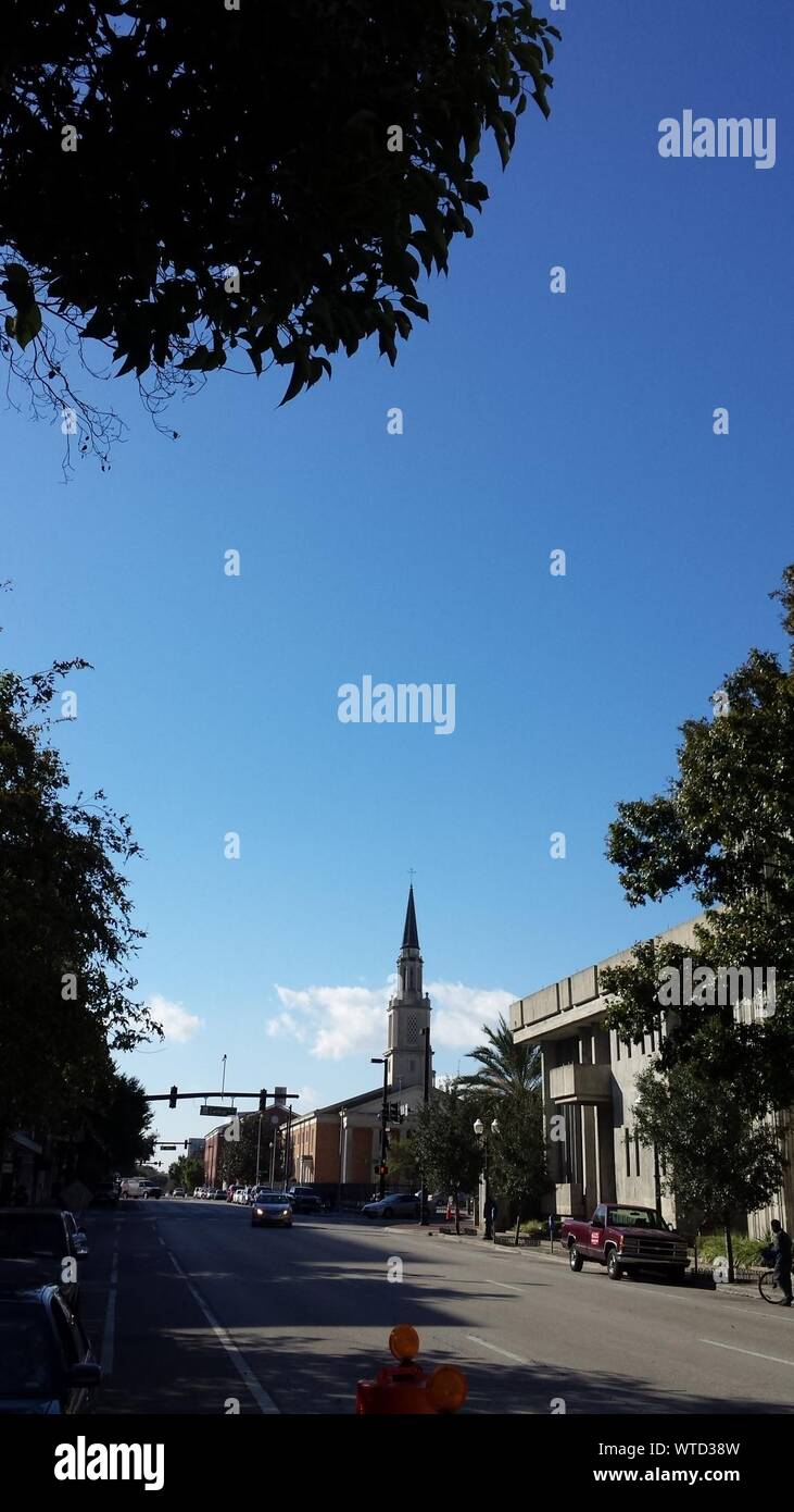 View Of Church And Street During Daytime Stock Photo - Alamy