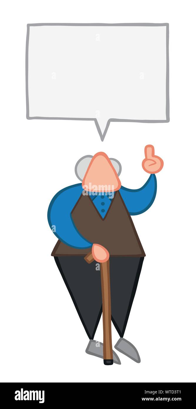 Vector illustration old man talking. Hand drawn. Colored outlines Stock ...