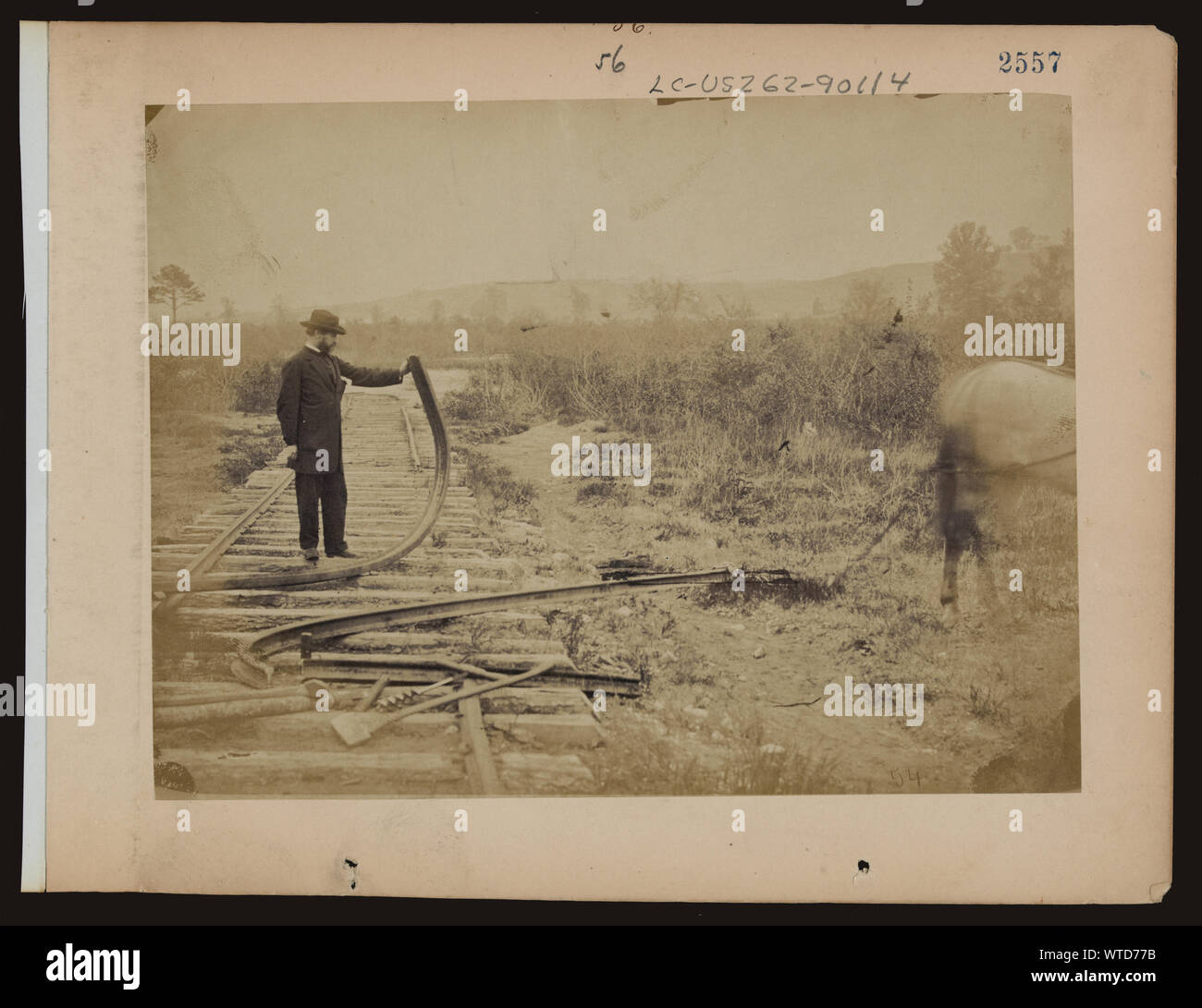 Military railroad operations in northern Virginia: man standing on ...