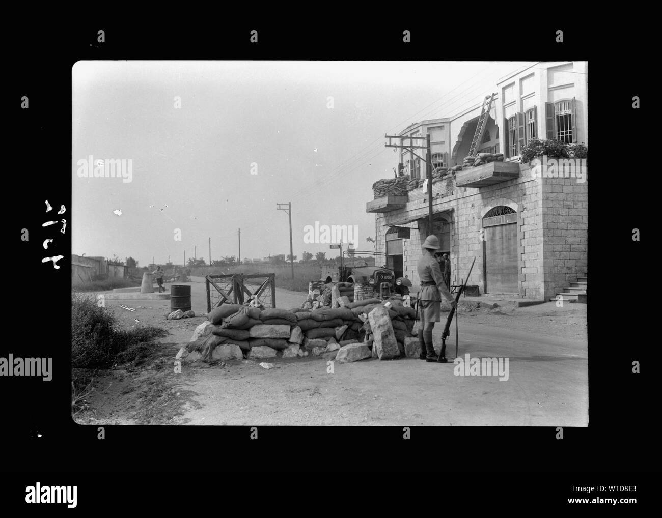 Military road block at junction Ramleh-Lydda Road Stock Photo - Alamy