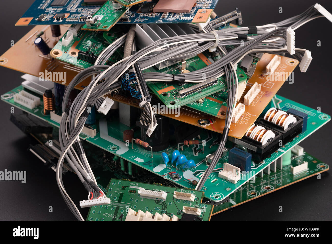 electronic PCB garbage as background from recycle industry and old ...