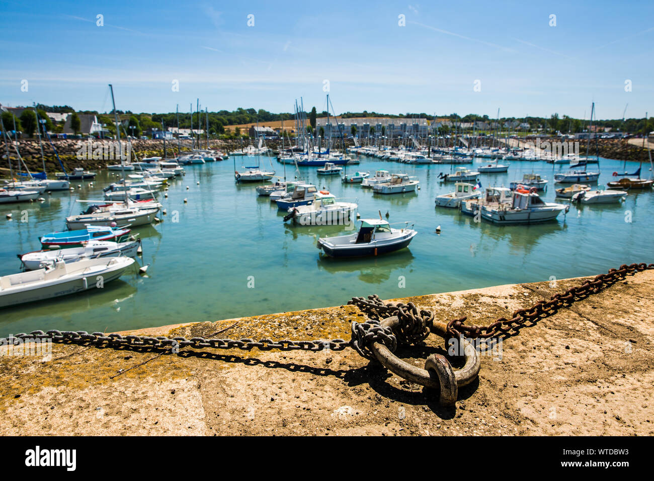 Pléneuf-Val-André Port and Marina at High Tide on a Sunny Summer Day in ...
