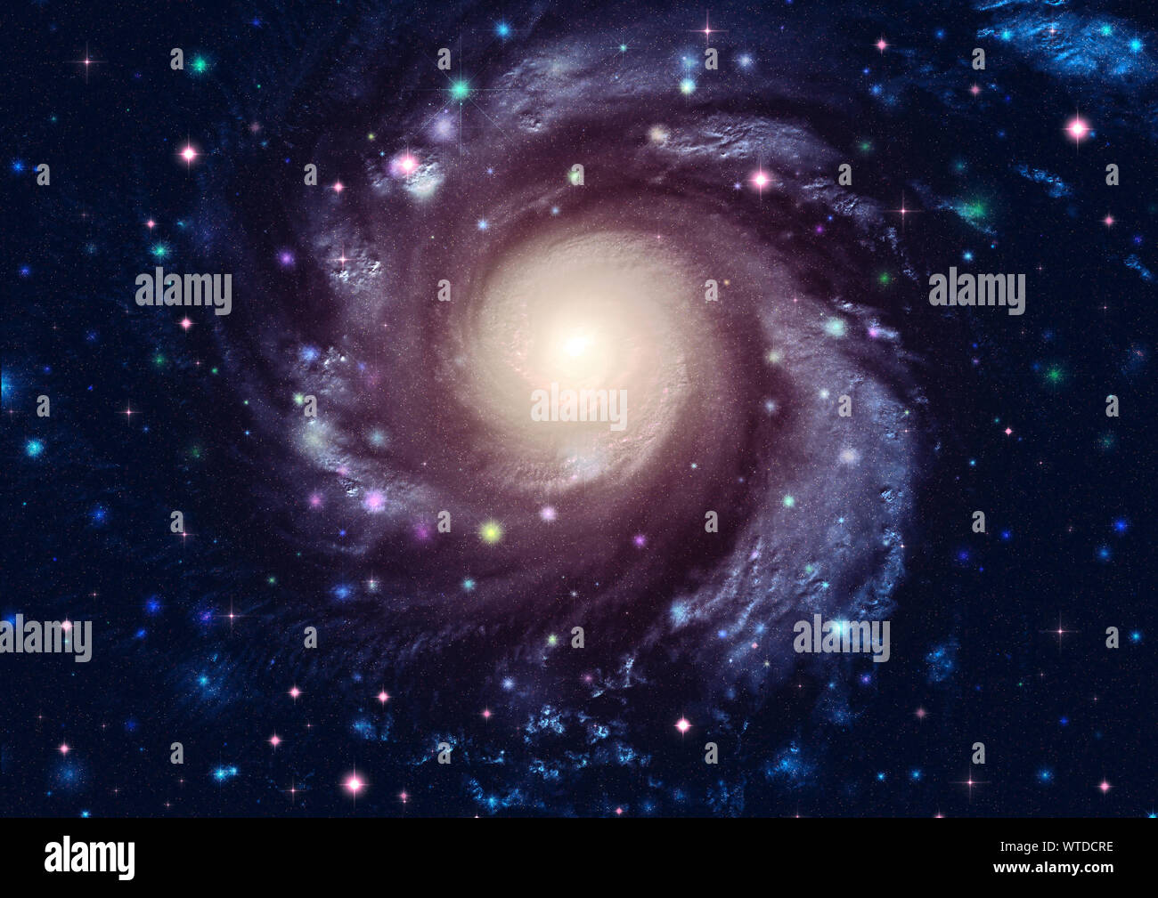 Big galaxy and planet in the starry space Stock Photo - Alamy