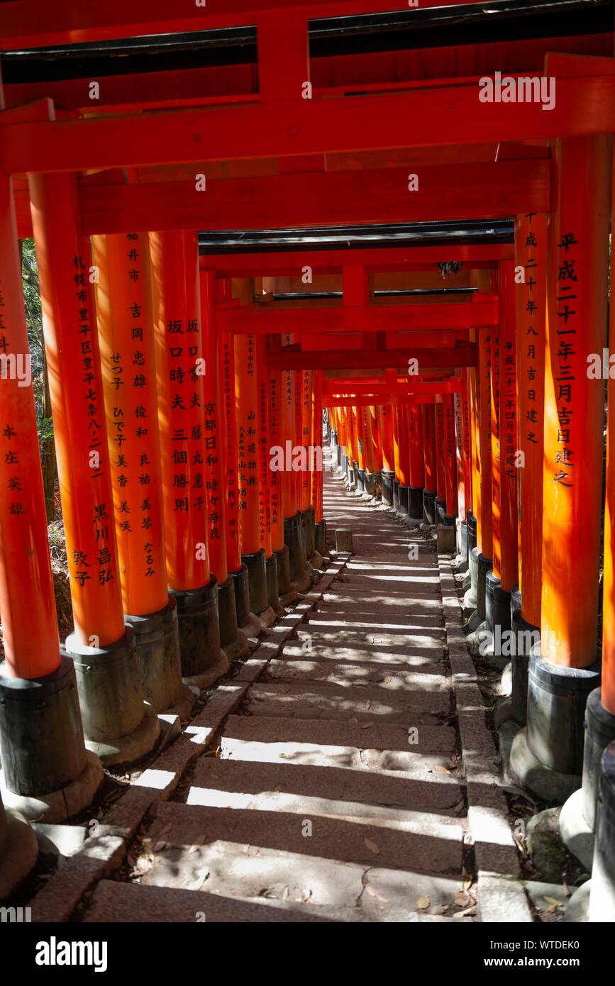Fushimi Inari Taisha, Shinto Shrine, many traditional red Toriii gates ...
