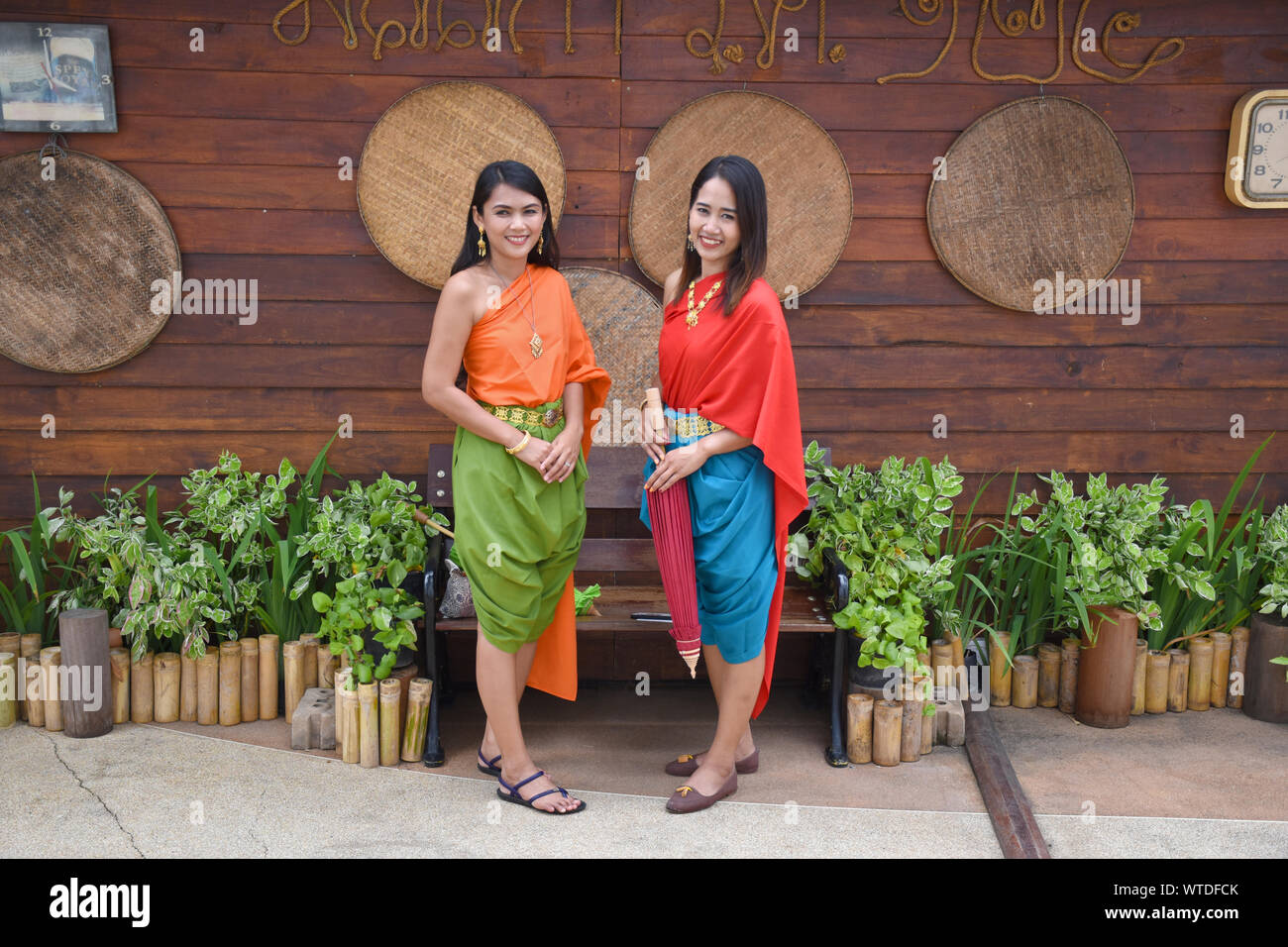 Kanchanaburi, Thailand, 09.09.2019: Beautiful Thai girls in traditional ...