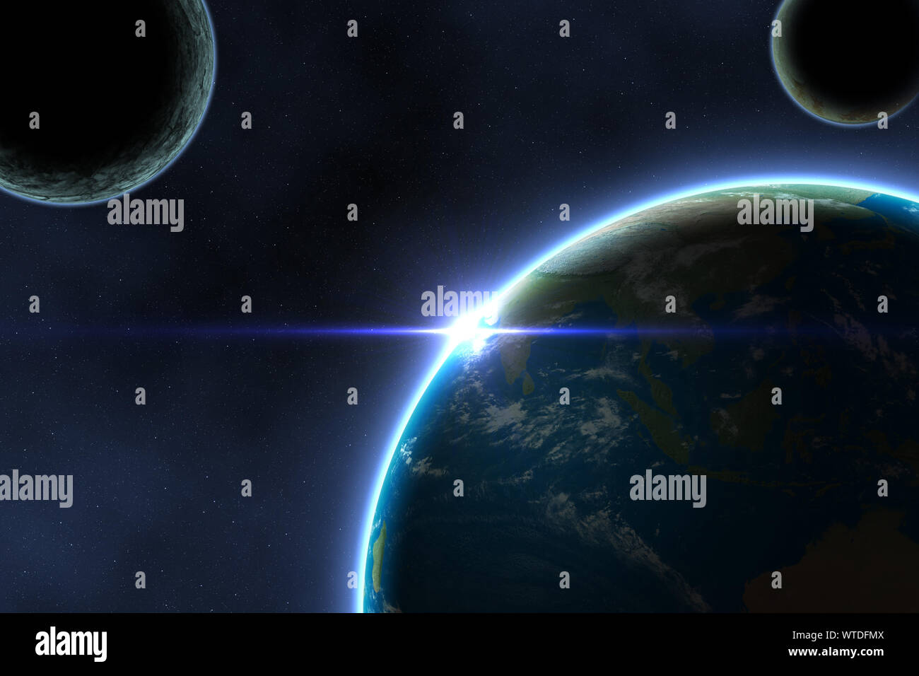 The big Earth like planet in the starry space Stock Photo - Alamy