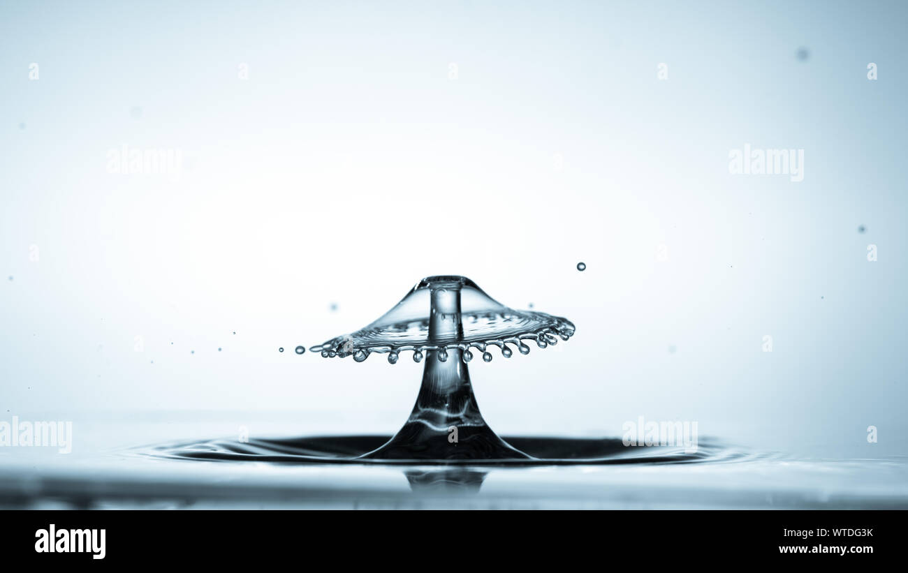 Close-up of a water drop falling on water surface Stock Photo - Alamy