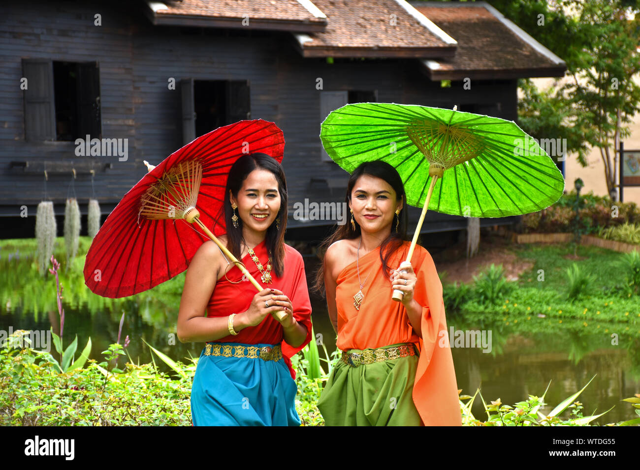 Kanchanaburi, Thailand, 09.09.2019: Beautiful Thai girls in traditional ...