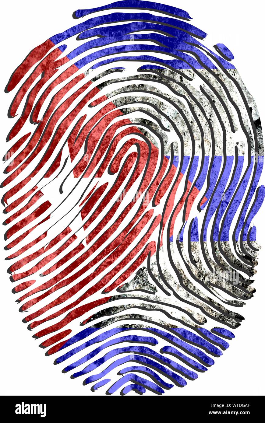 fingerprint, fingerprints, huella dedo in the flag colors of country ...