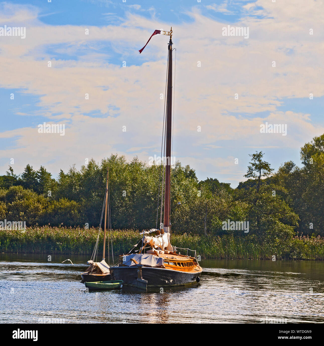 Norfolk Wherry boat on Wroxham Broad on the Norfolk Broads, England, UK ...