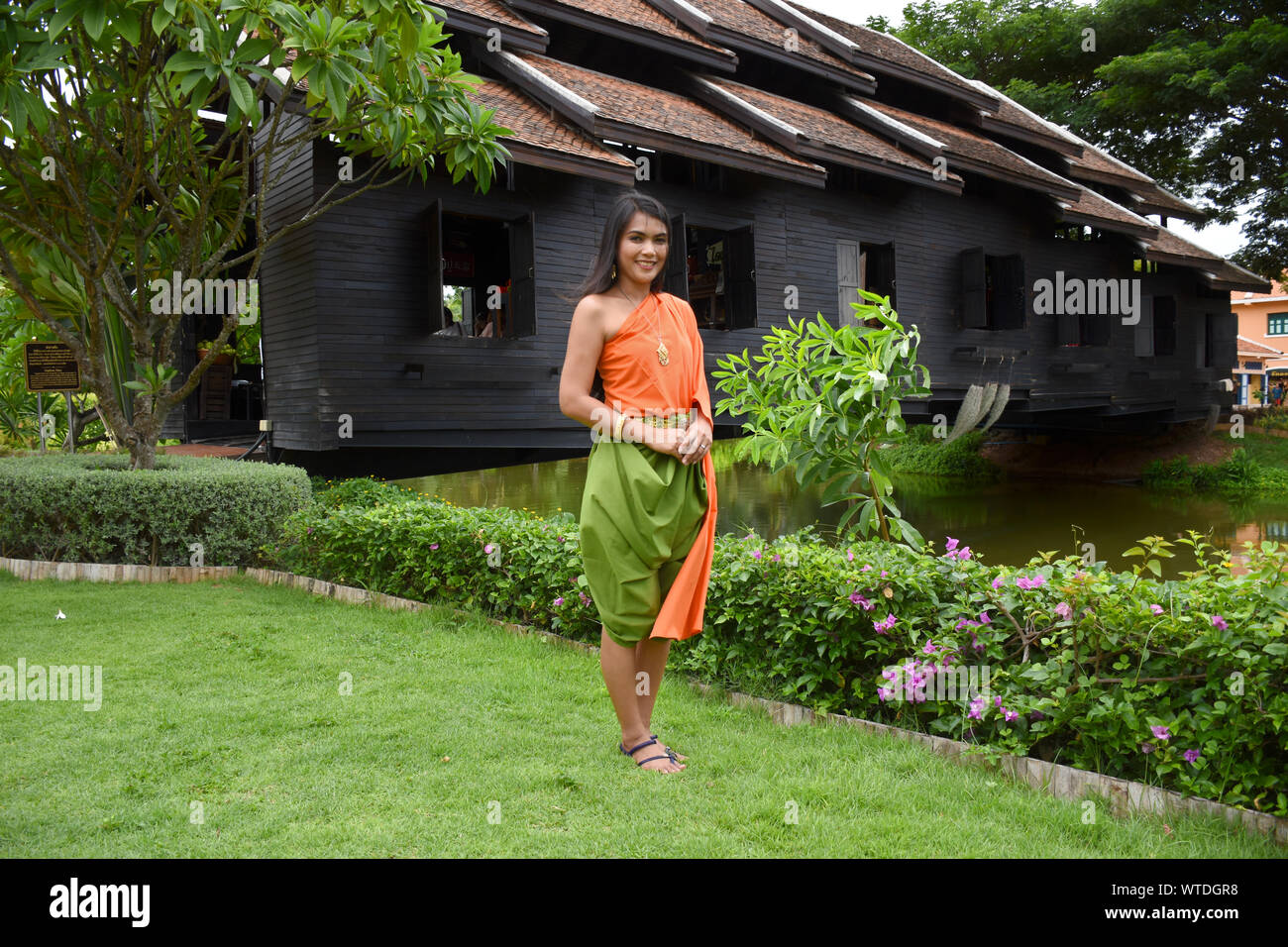 Kanchanaburi, Thailand, 09.09.2019: Beautiful Thai girl in traditional ...