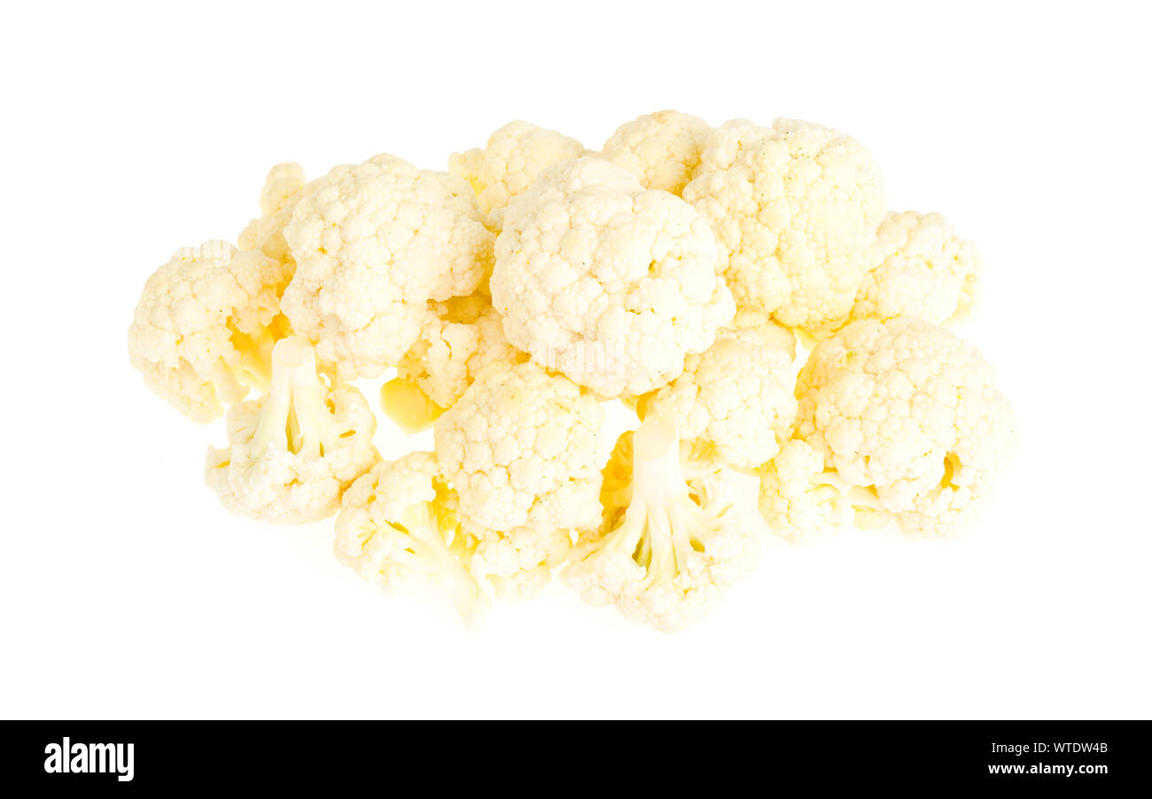 Bunch of raw cauliflower inflorescences on white background. Studio ...