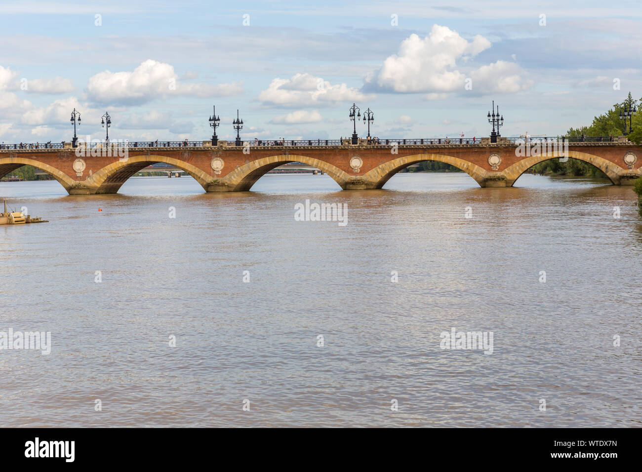Famous bridge Pont de Pierre, Bordeaux, Aquitaine, France Stock Photo ...