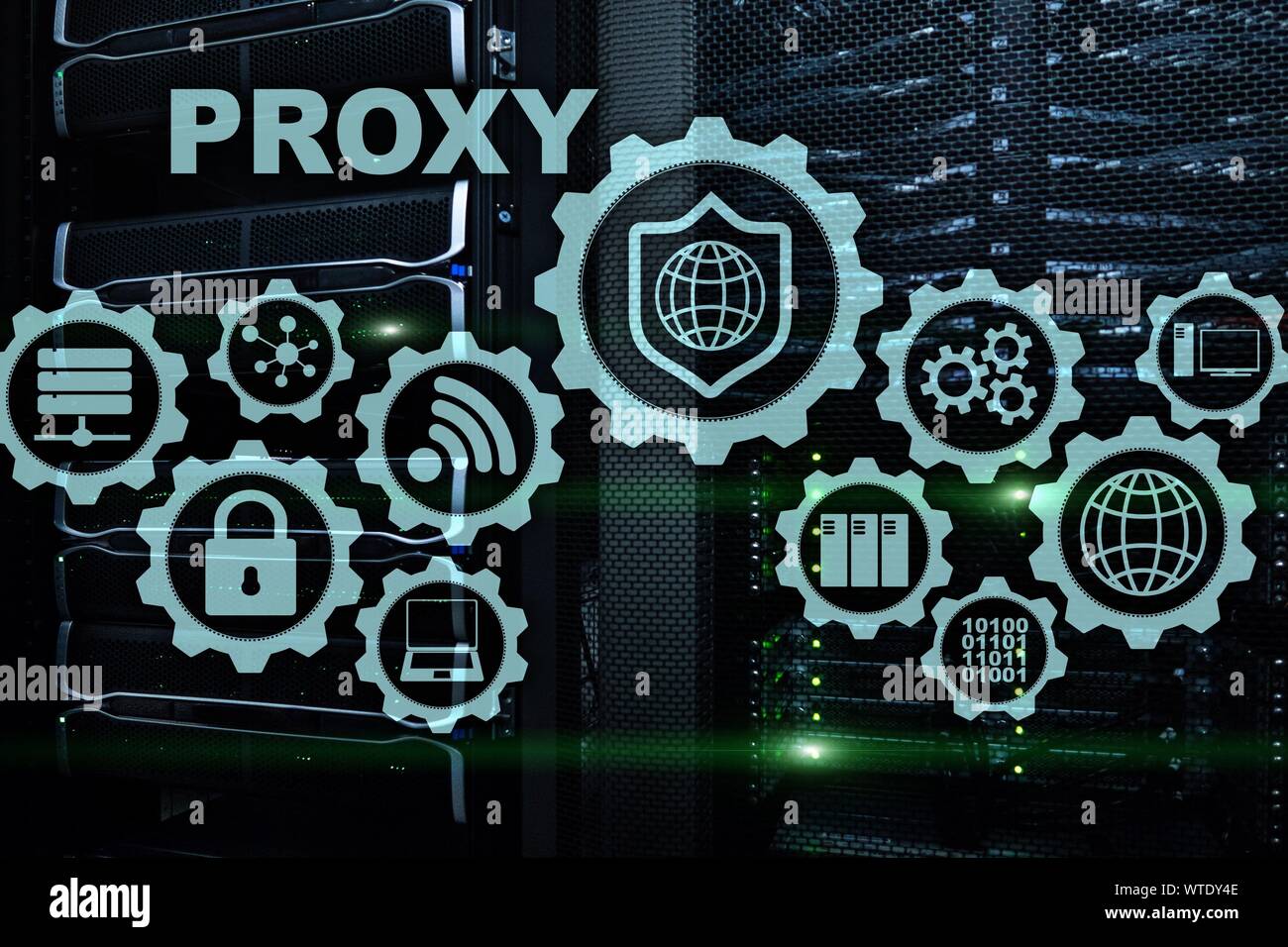 Proxy server. Cyber security. Concept of network security on virtual ...