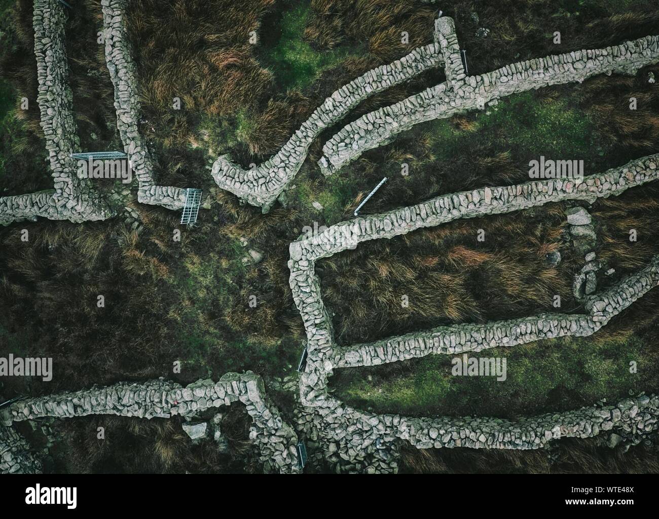 Aerial View Of Stone Walls Stock Photo - Alamy