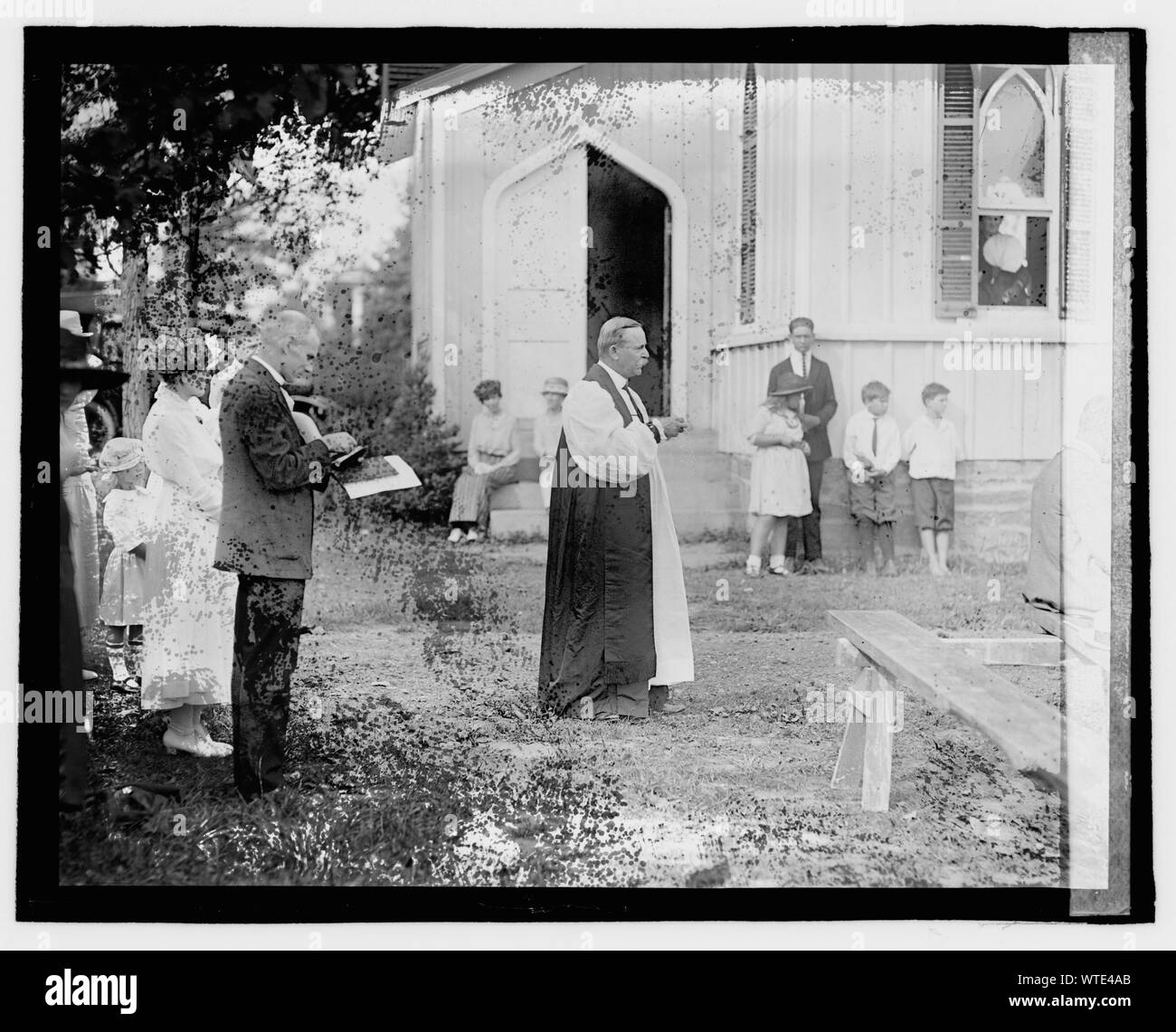 Crowd people outside church Black and White Stock Photos & Images - Alamy