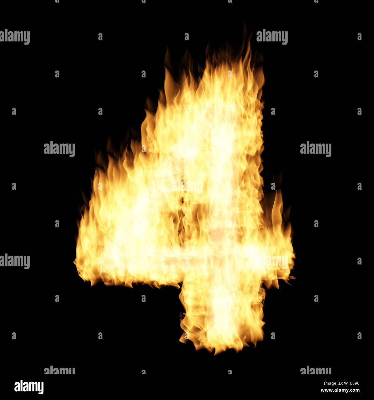 Flame number Four 3D illustration Stock Photo - Alamy