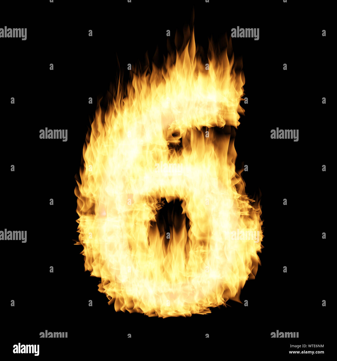 Flame number Six 3D illustration Stock Photo - Alamy