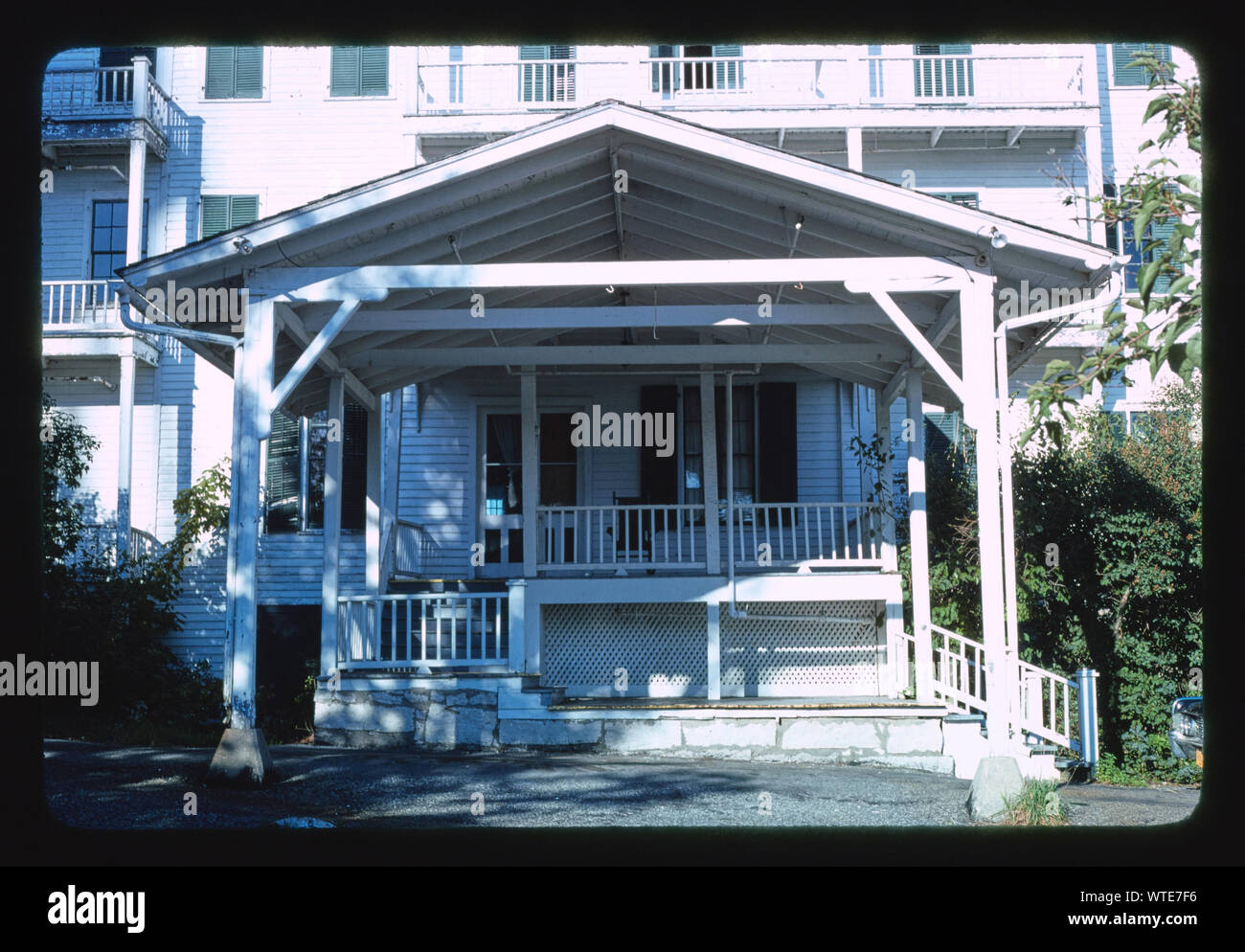 Minnewaska. Cliff House, back porch in, Lake Minnewaska, New York Stock ...