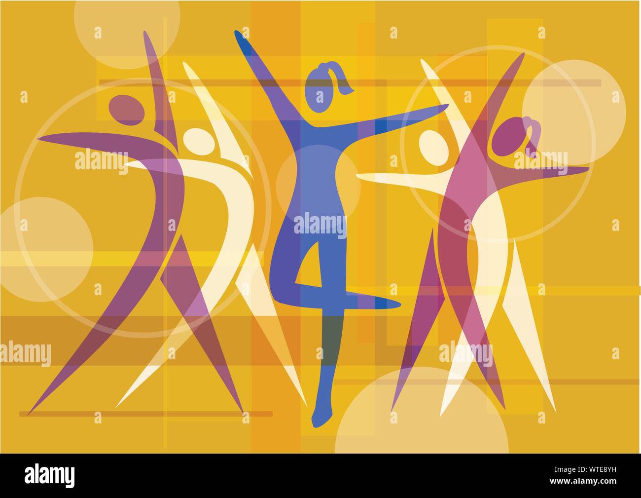 Fitness dancing icons colorful background. Vector available Stock ...