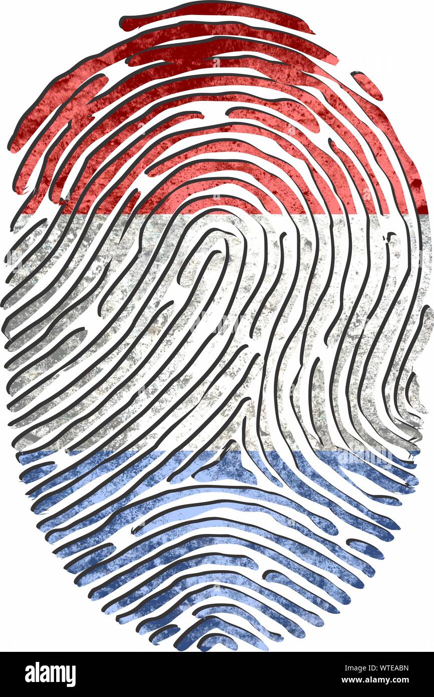 fingerprint, fingerprints, huella dedo in the flag colors of country ...