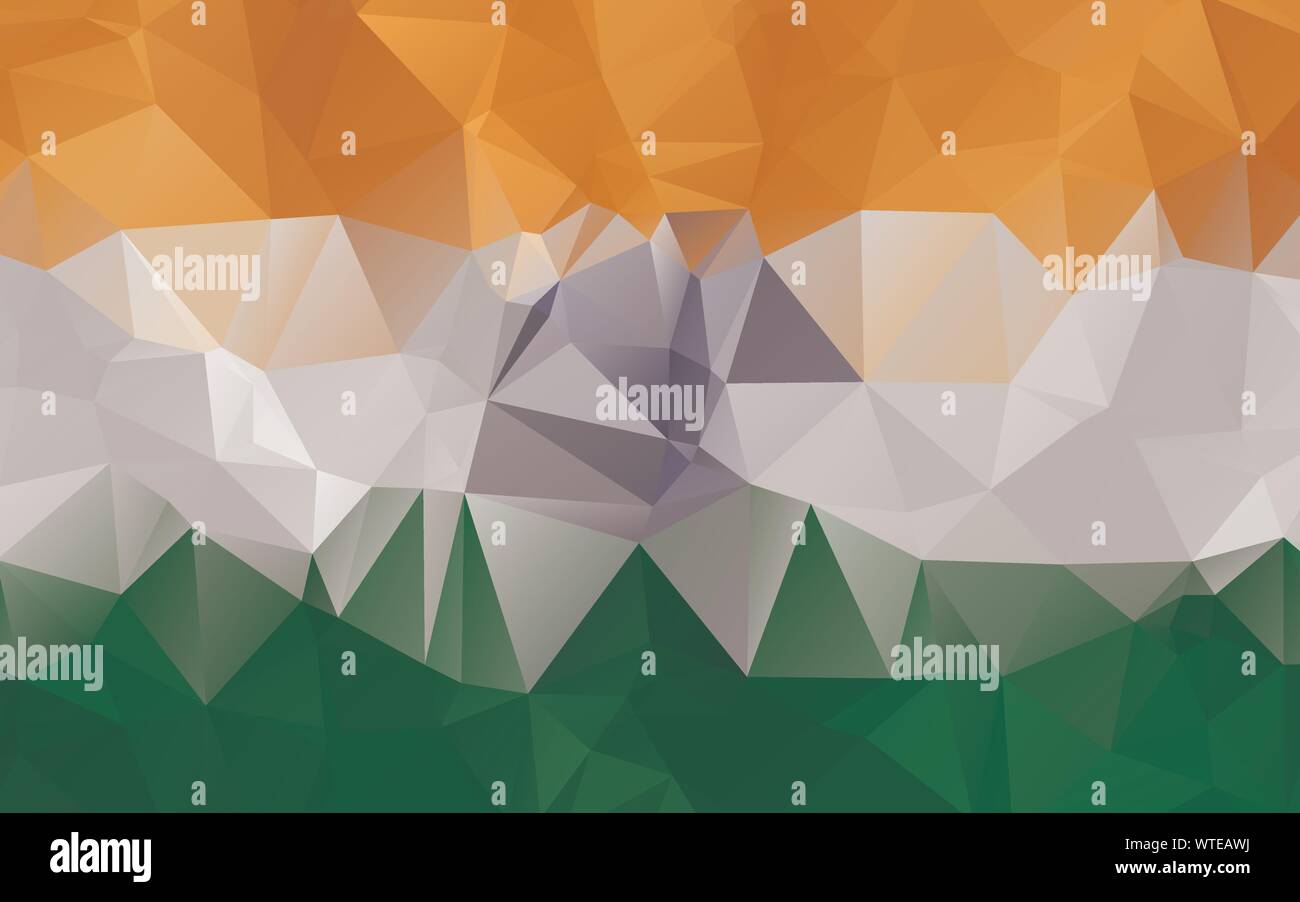 Low polygon abstract low poly Flag of India vector background Stock ...