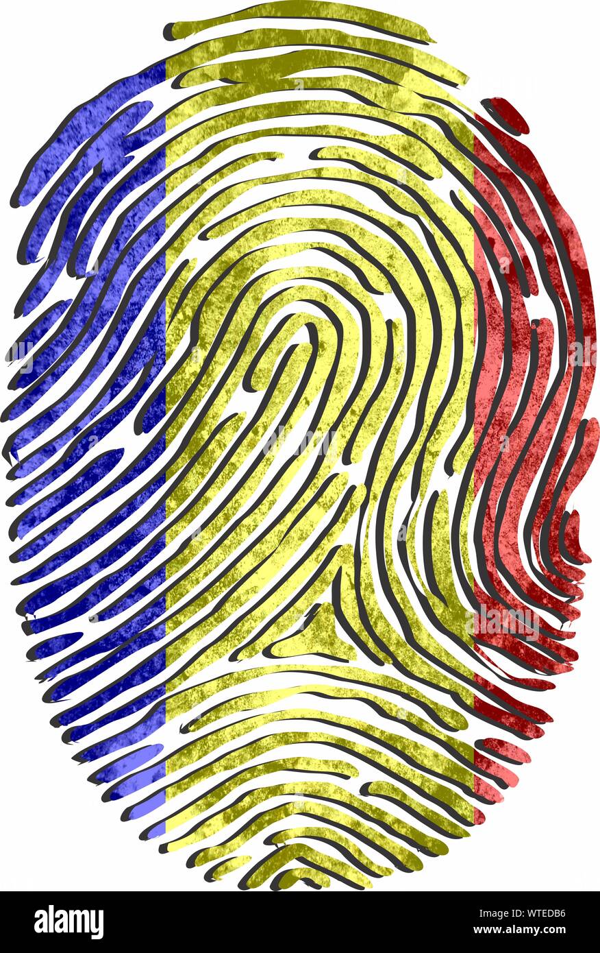 fingerprint, fingerprints, huella dedo in the flag colors of country ...