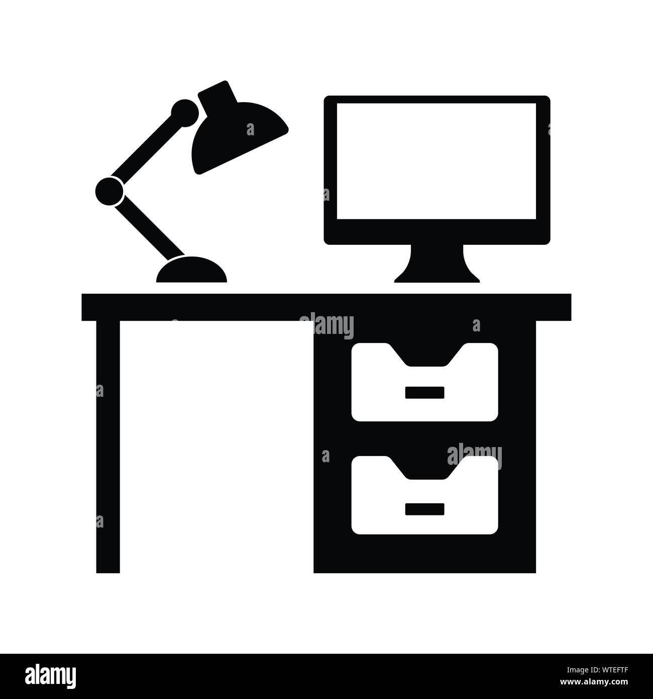 Computer desk Icon Stock Vector Image & Art - Alamy