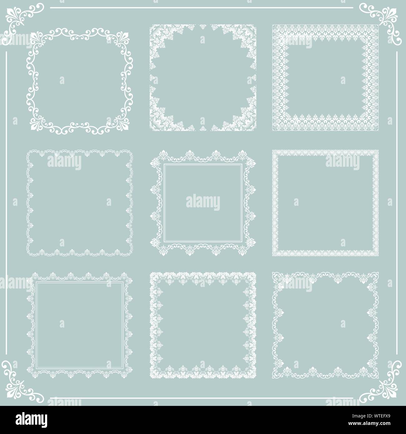 Square frame set blue Stock Vector Images - Alamy