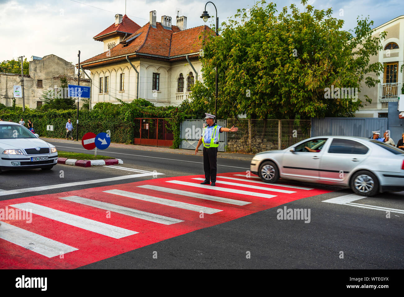 Local police on duty on the streets of Targoviste, Romania, 2019 Stock ...