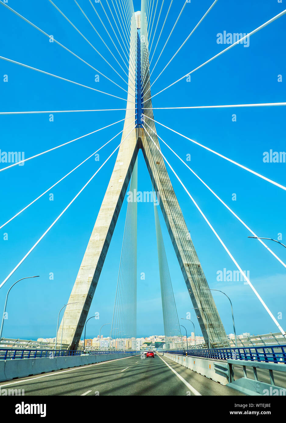 Cadiz, Spain - June 23, 2019. The Constitution of 1812 Bridge, also ...