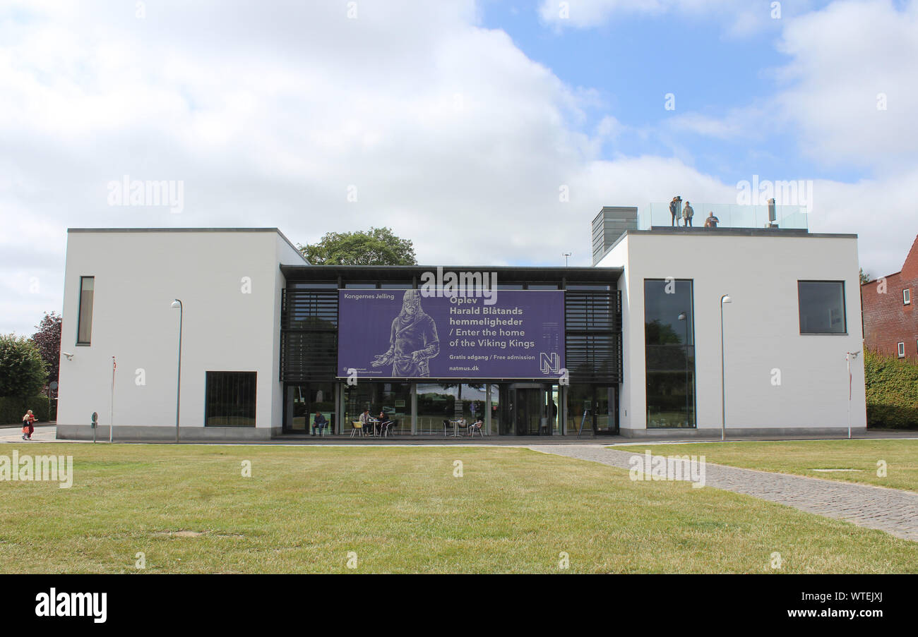 JELLING, DENMARK, 15JULY 2019: Exterior view of the experience centre ...