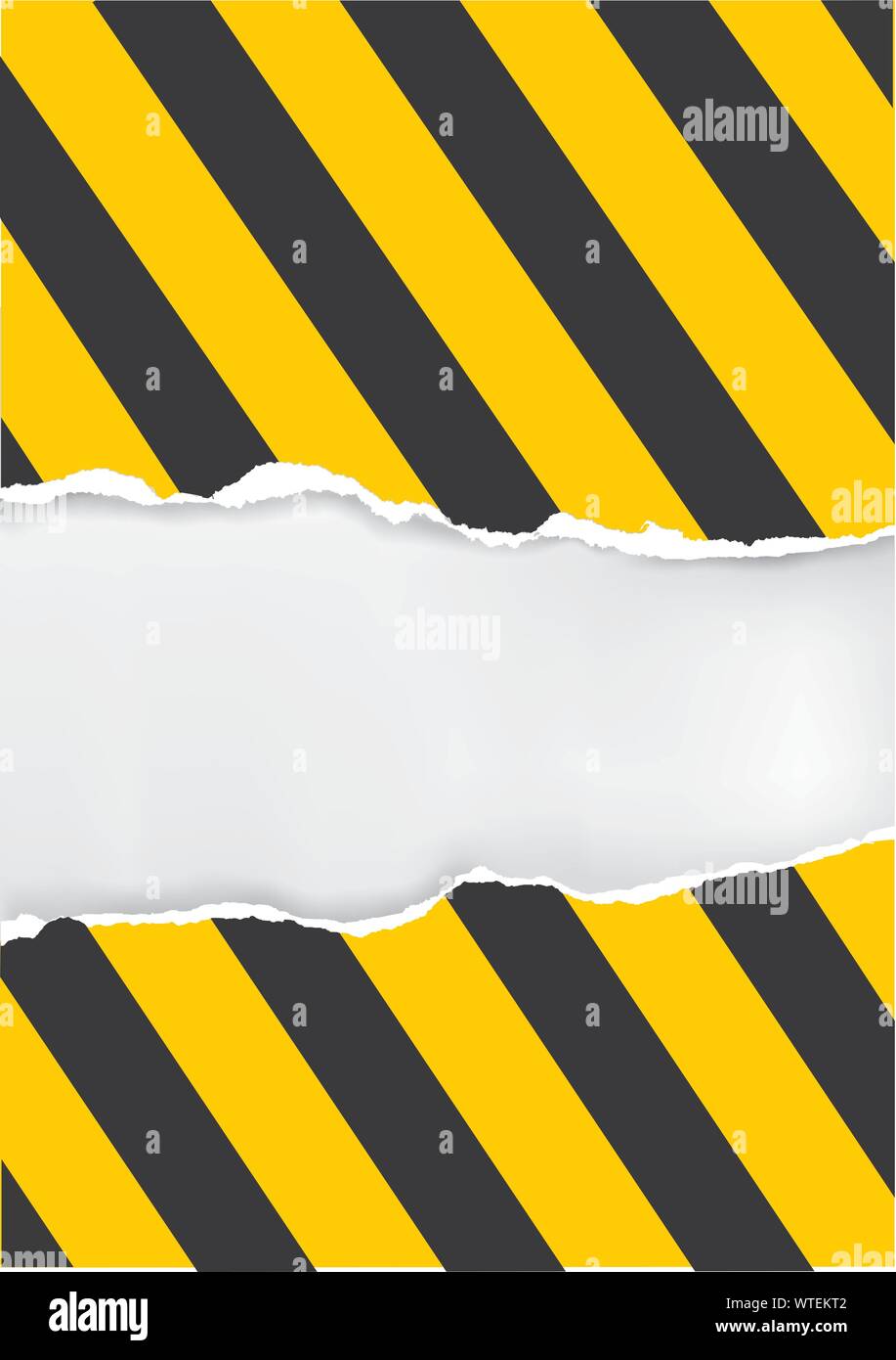 Ripped Paper With Construction Sign. Illustration of ripped paper with ...