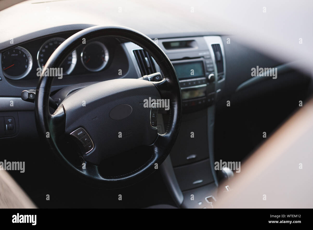 Car interior, driver's seat through the window Stock Photo - Alamy