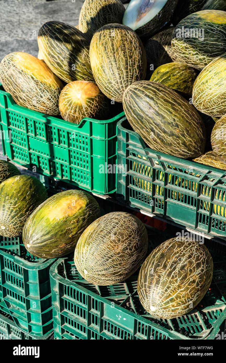 Melon crates on the market hi-res stock photography and images - Alamy